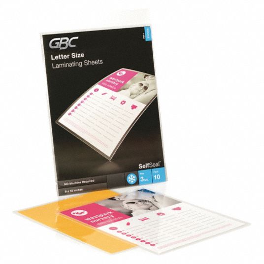 GBC, Cold Lamination, 9 in Lg, Laminating Sheet - 1UEN1|3747308CF ...