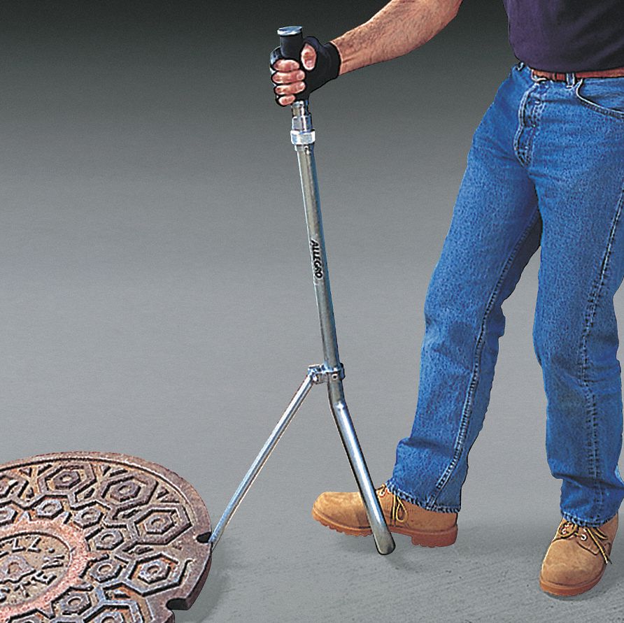 Manhole Cover Lid Lifter, 300 lb Capacity, Steel, 42 in Overall Length ...