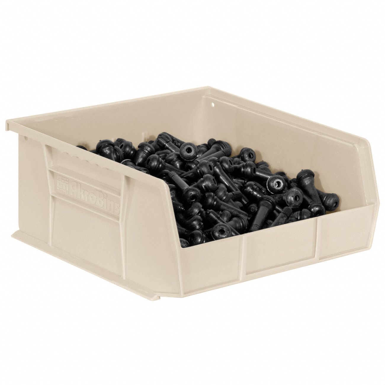 AKRO-MILS Hang and Stack Bin: 11 in x 10 7/8 in x 5 in, Beige, Label ...