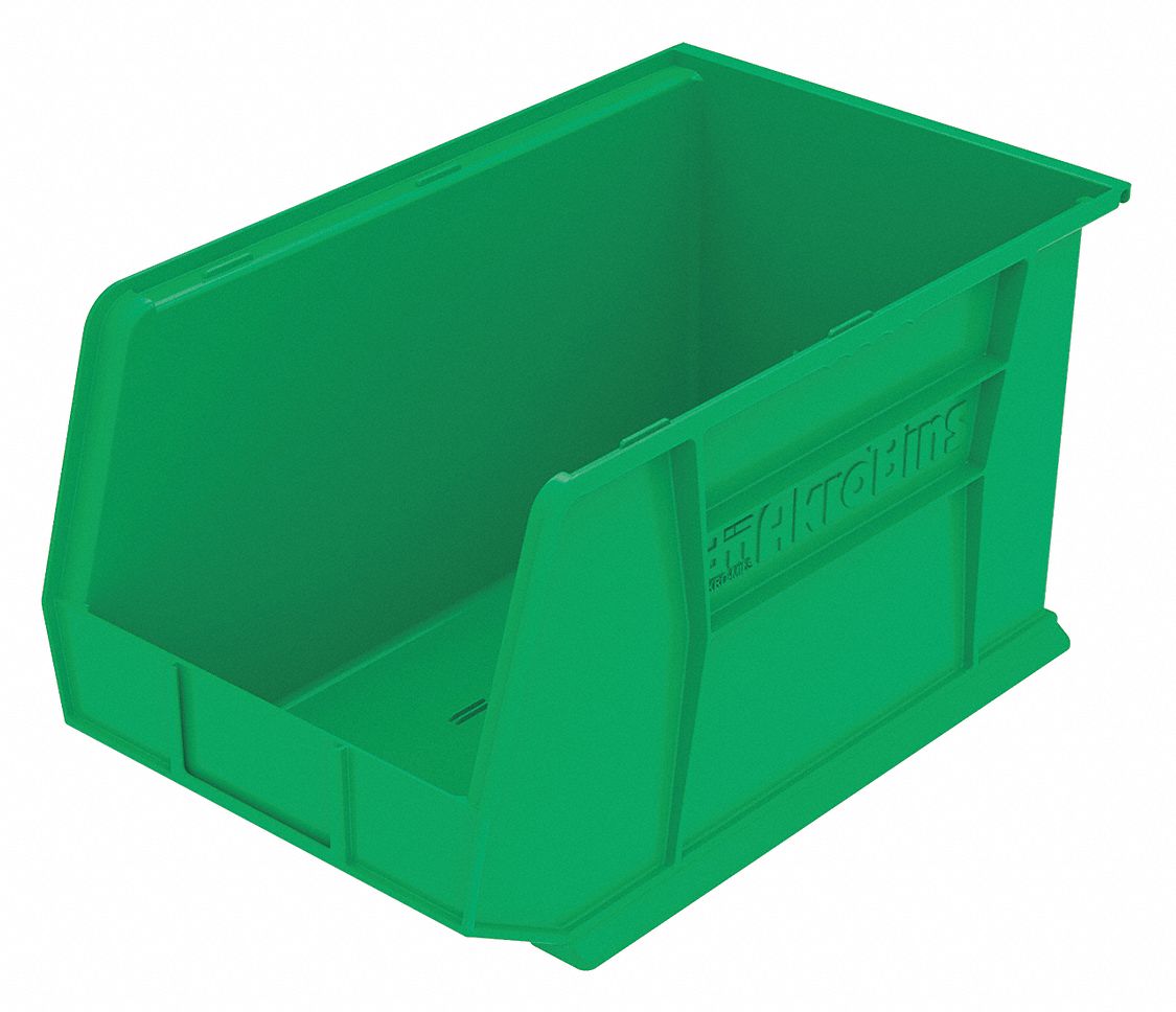 AKRO-MILS Hang and Stack Bin: 11 in x 18 in x 10 in, Green, Label ...