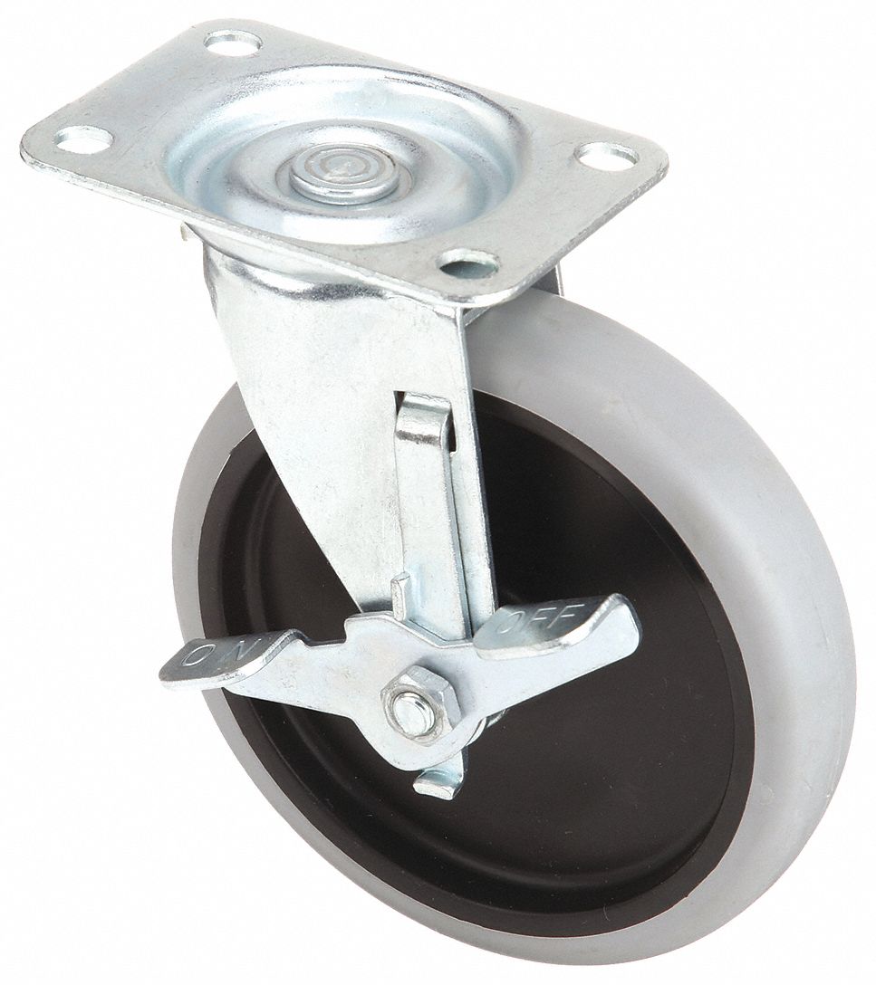 Swivel, Side Brake, Plate Caster - 1UHL7|P12S-PRP050G-12-WB-001 - Grainger
