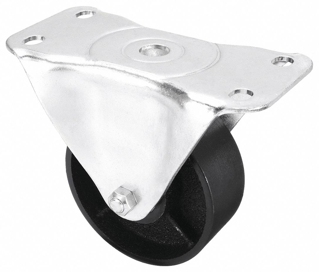 Standard Plate Caster, Rigid, Iron, 450 lb, 4 in Wheel Dia. - Grainger