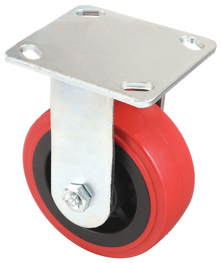 Plate Caster, Rigid, Polyurethane, 900 lb, 6 in Wheel Dia. - Grainger
