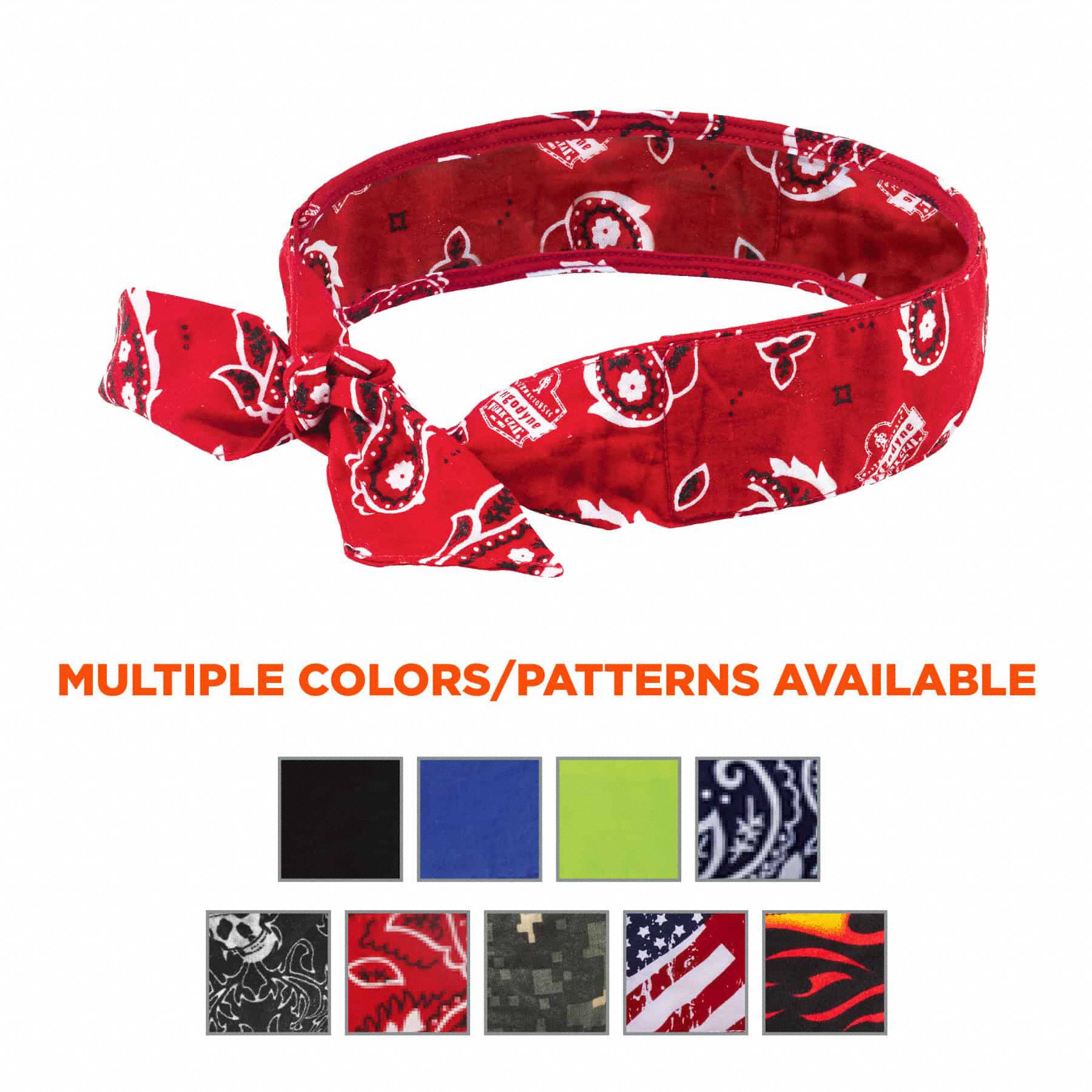 CHILL-ITS BY ERGODYNE Evaporative Cooling Bandana: Red, Universal, Head ...