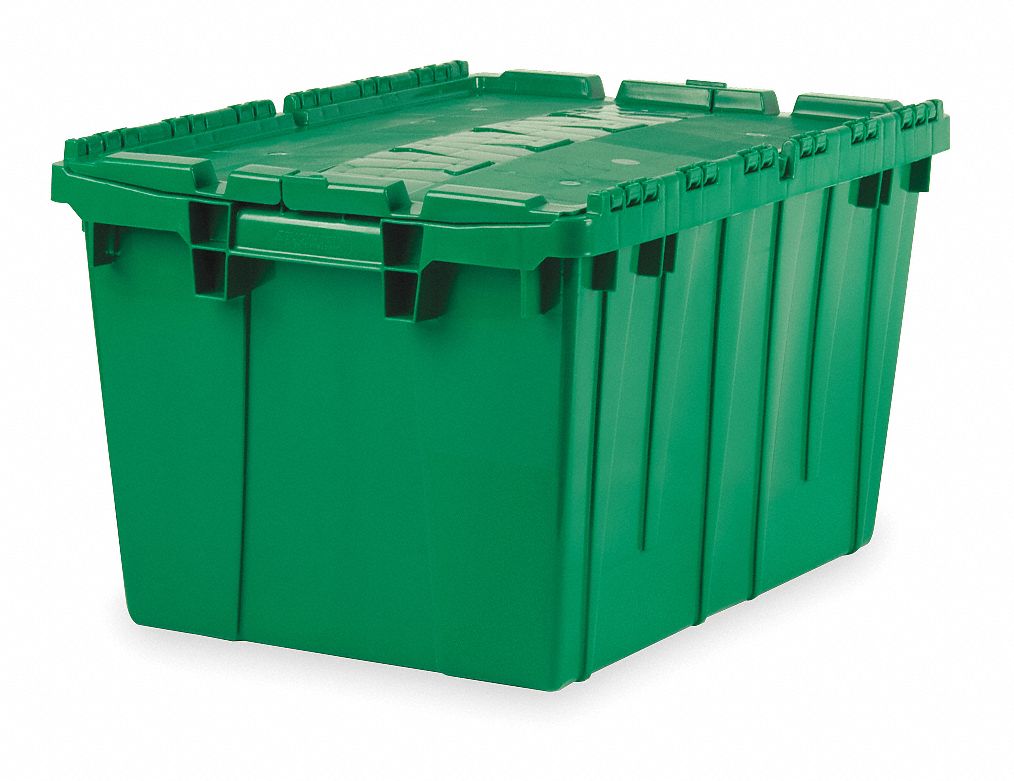 Attached Lid Container, Green, 12 1/2 inH x 21 3/4 inL x 15 1/2 inW ...