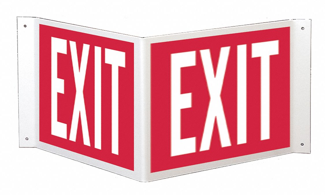 Plastic, Exit Sign, 18" Width, 12" Height, Double-Sided Yes, Bracket ...