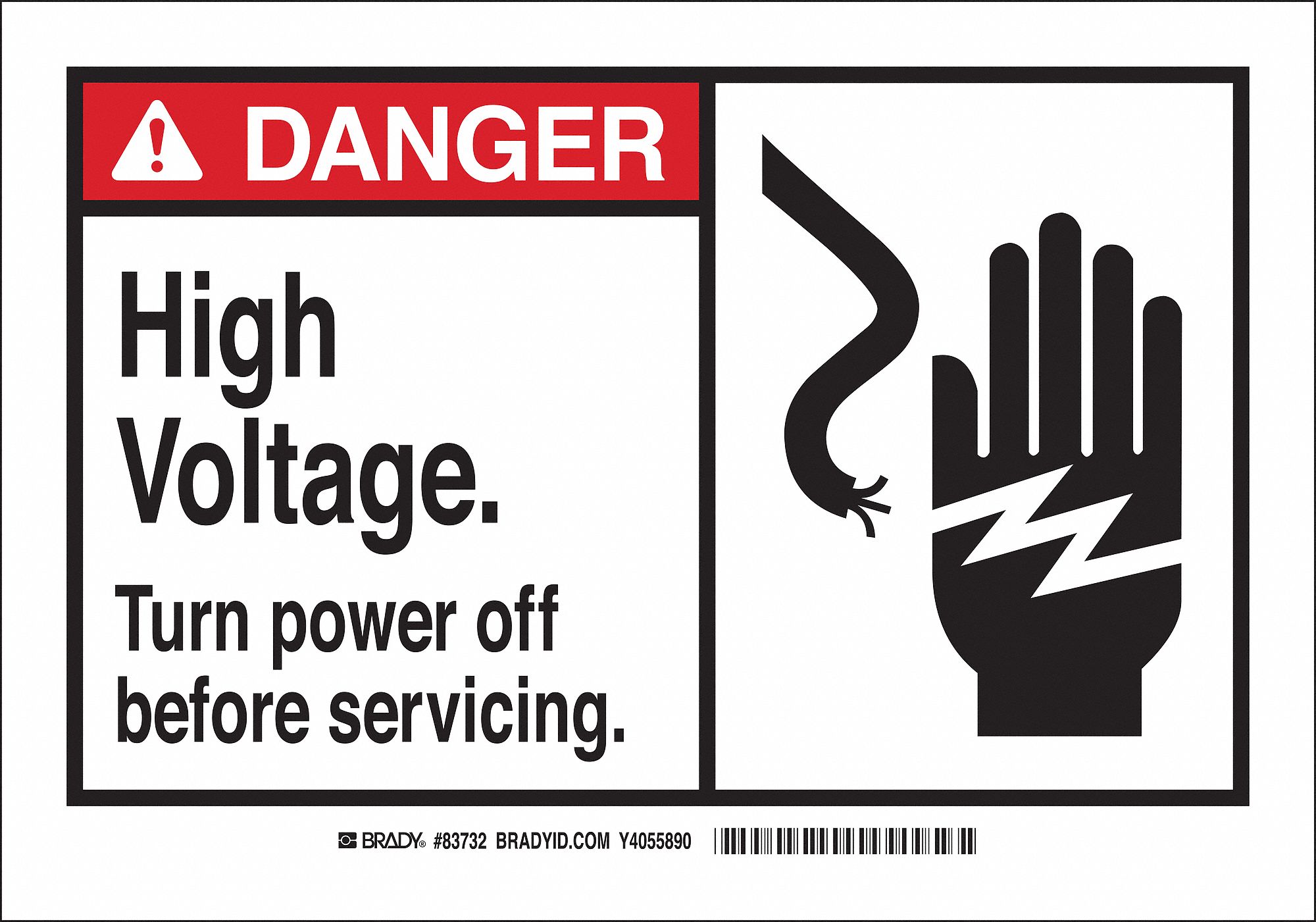 Danger Sign, High Voltage Turn Power Off Before Servicing, Header ...