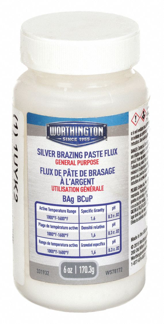 WORTHINGTON, 6 oz, Jar, Brazing Flux - 1UYK2|331932 - Grainger