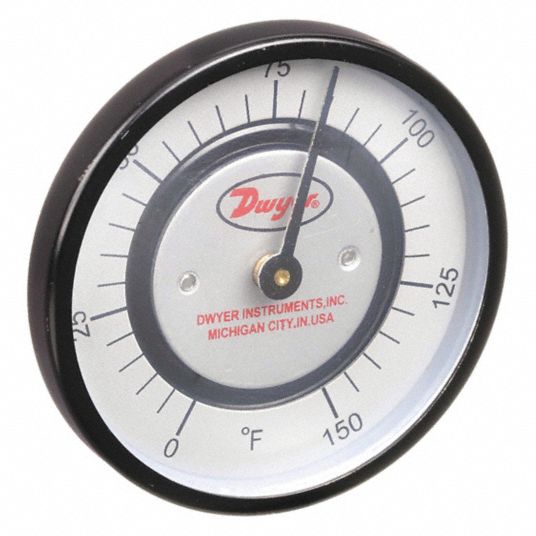 0° to 150°F, For 3/4 in to 6 in Pipe Dia, Spring Pipe Mount Dial ...