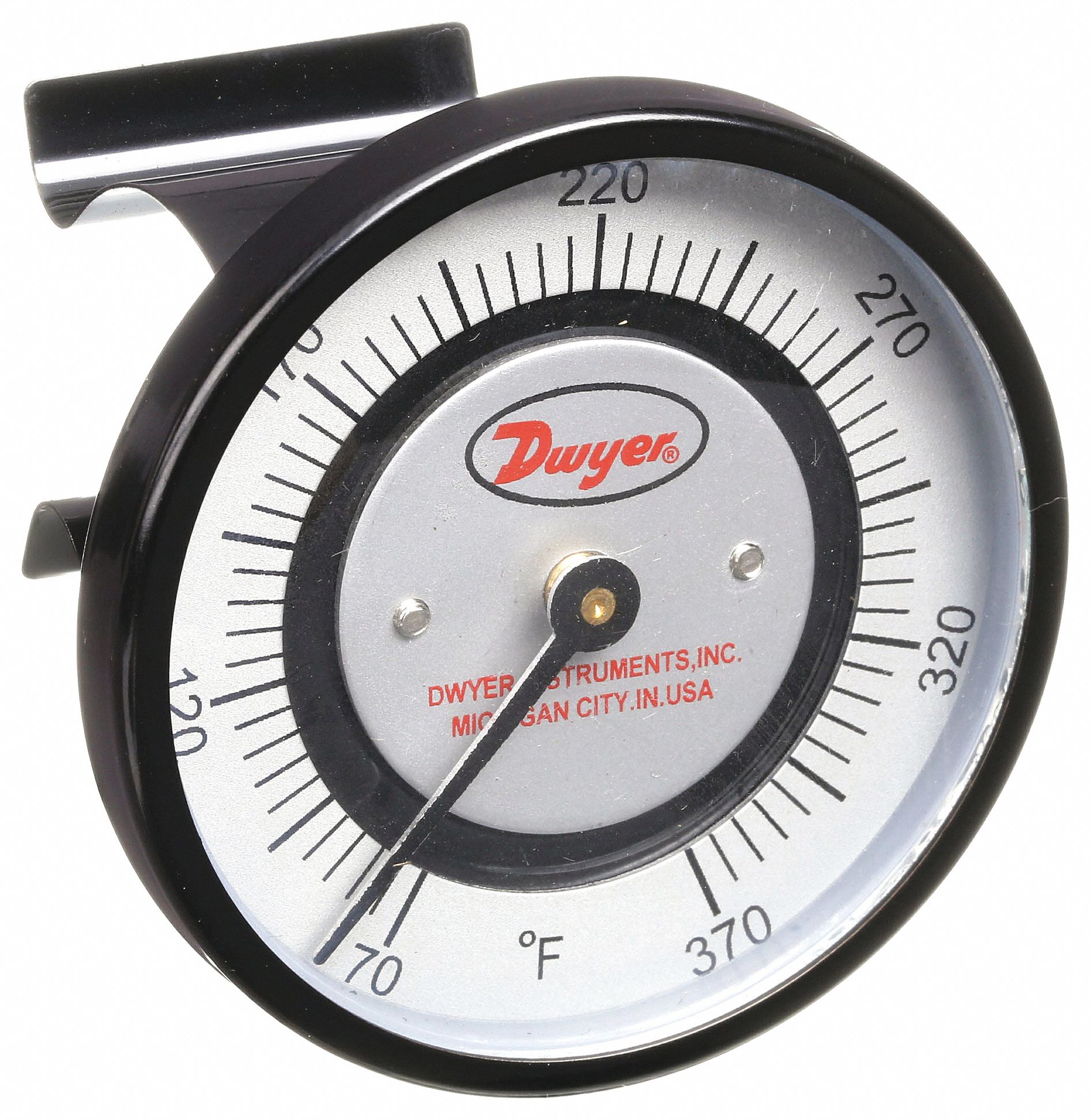 DWYER, 70°F to 370°F, +/- 2% Accuracy, Clip Pipe Mount Dial Thermometer ...