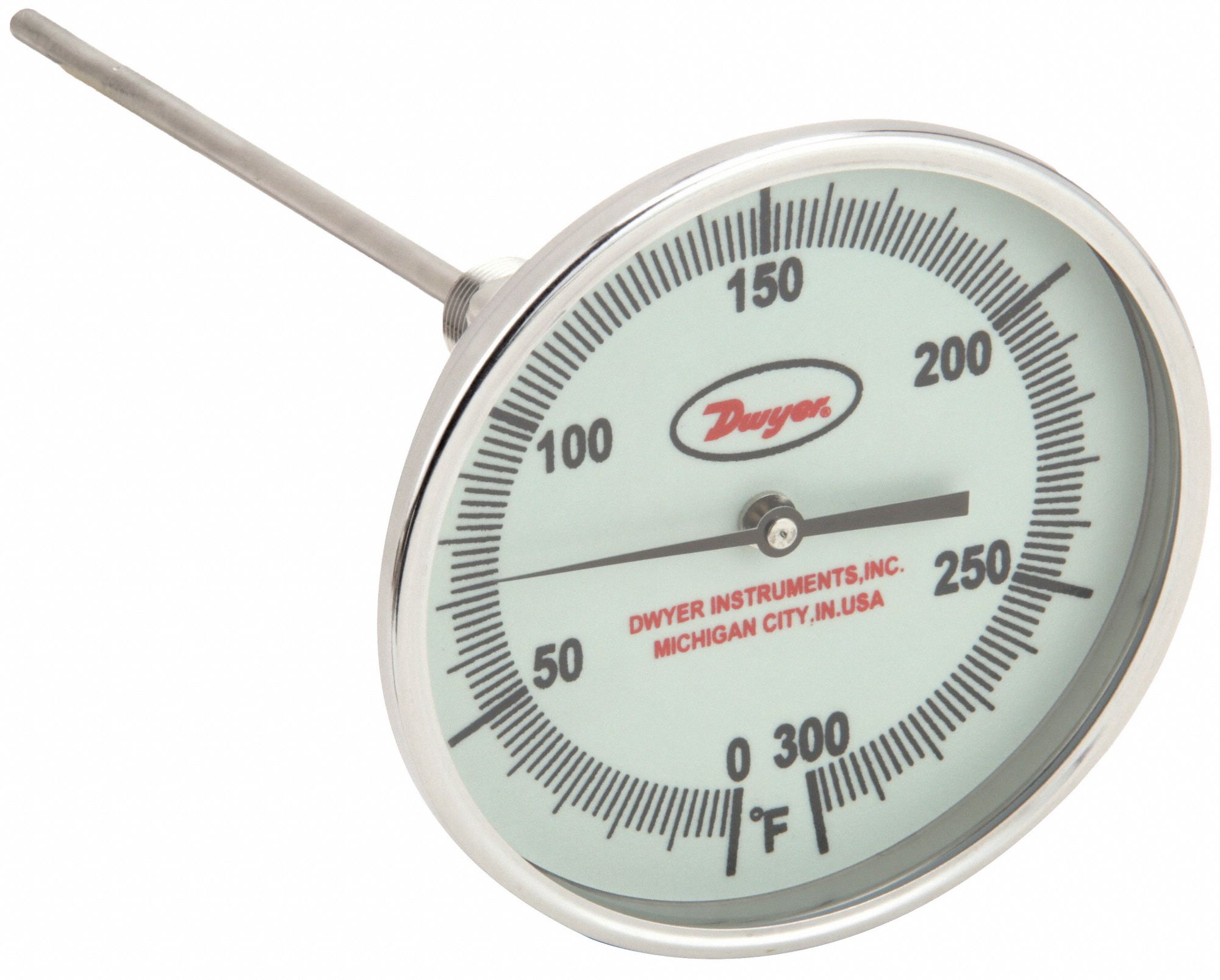 DWYER, 0°F to 300°F, +/- 1% Accuracy, Glow-in-the-Dark Dial Thermometer ...
