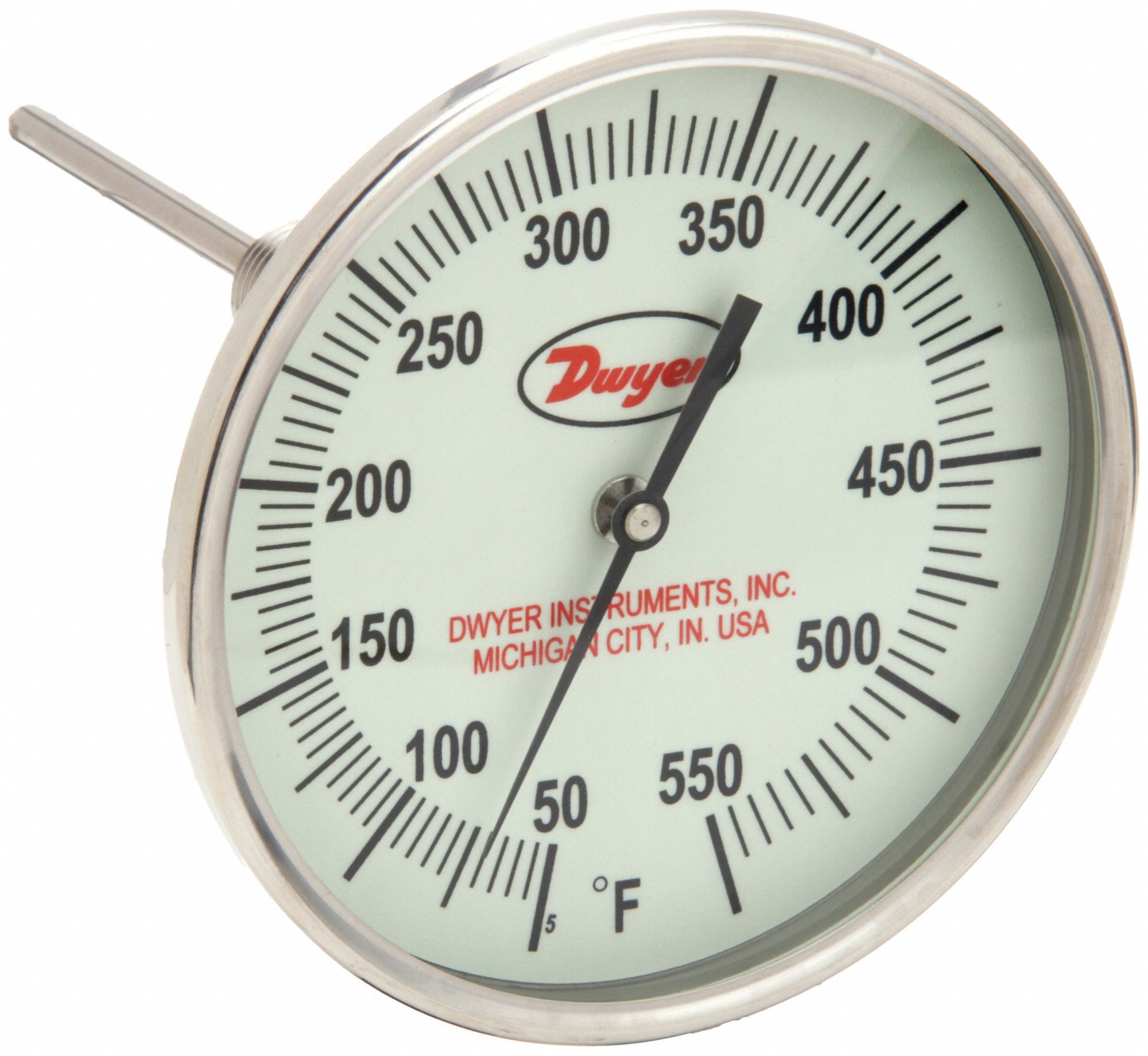 Adj-Angle, 50° to 550°F, Glow-in-the-Dark Dial Thermometer - 1UZD2 ...