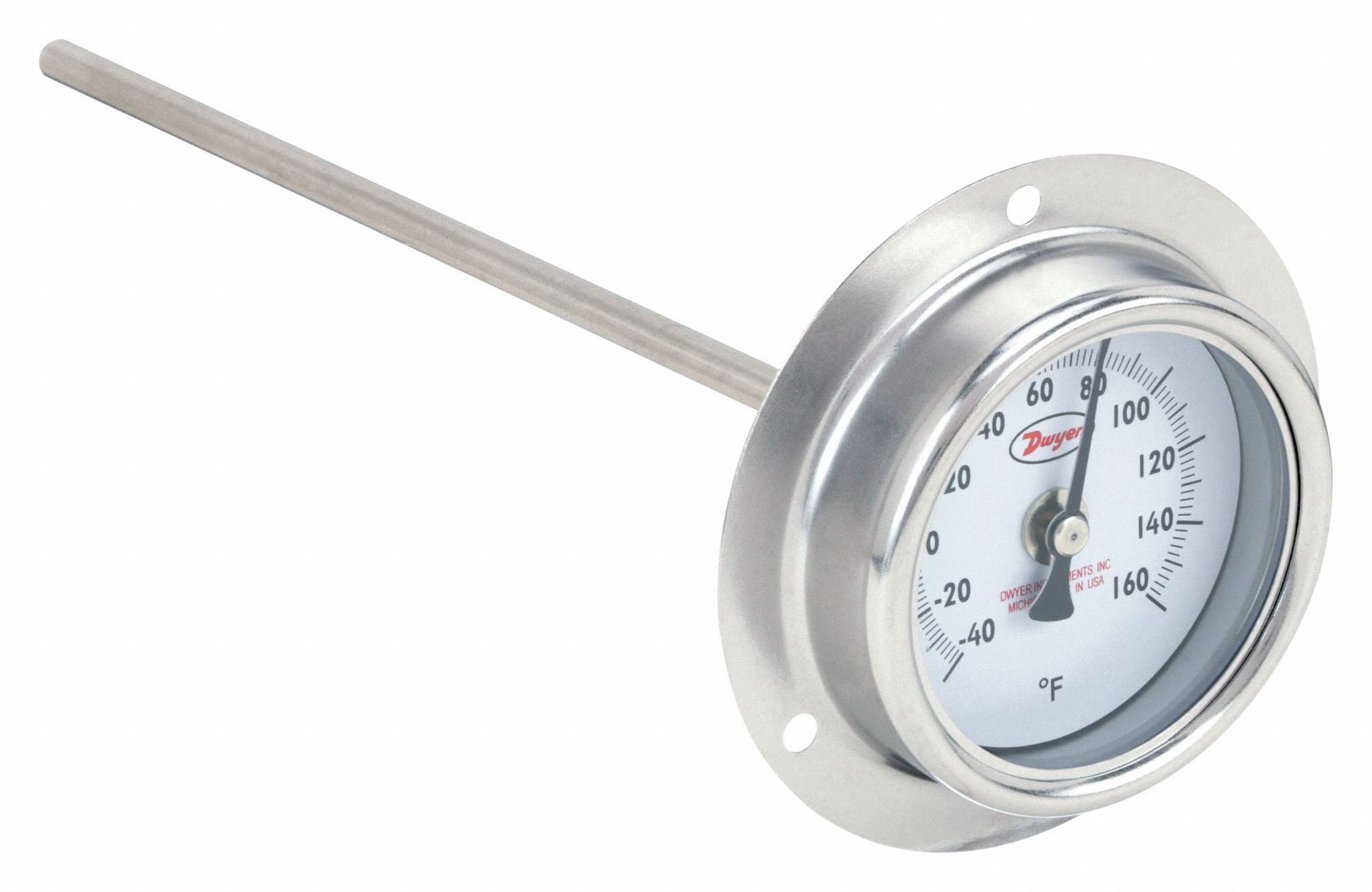 DWYER Analog Panel Mount Thermometer: -40° to 160°F, 2.5 in Dial Dia, 1 ...