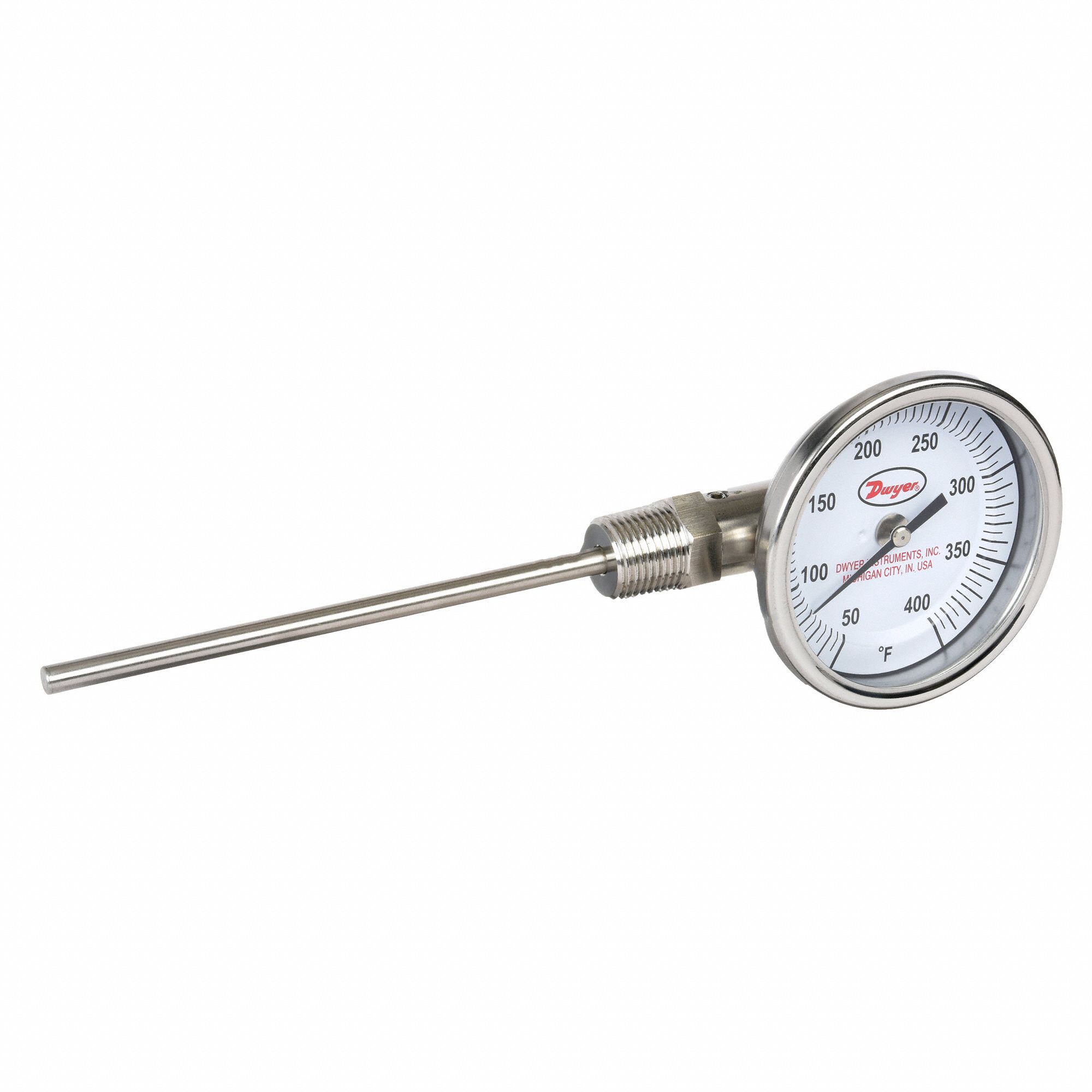 DWYER Side-Reading Dial Thermometer, 50° to 400°F, Stem Length 2.5 in ...