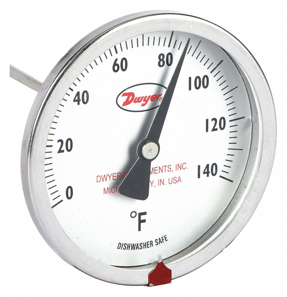 1 3/4 in Dial Dia, 8 in Stem Lg, Clip On Dial Thermometer - 1UZL1 ...