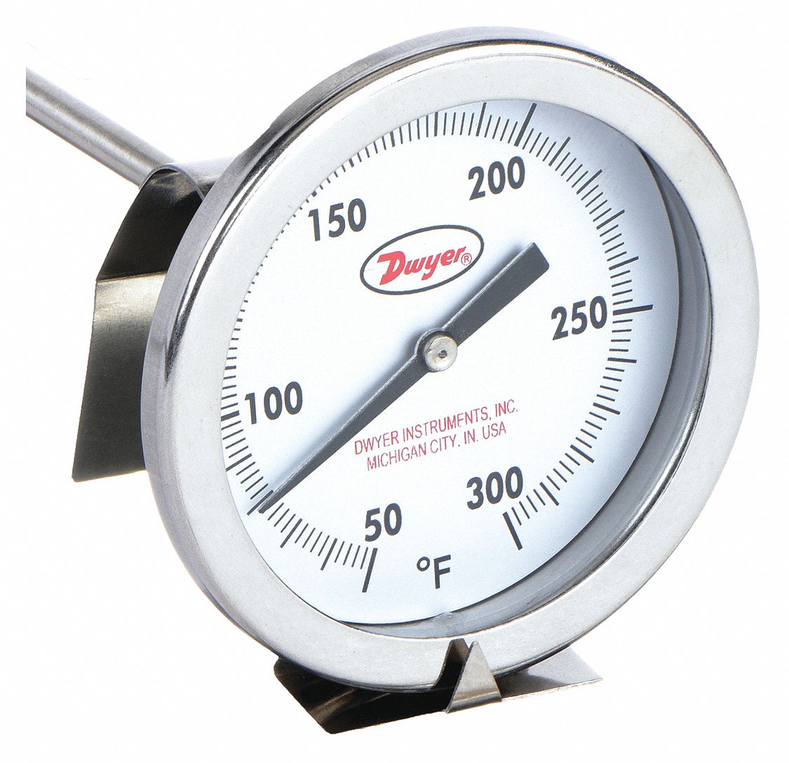 1 3/4 in Dial Dia, 5 in Stem Lg, Clip On Dial Thermometer - 1UZK1 ...