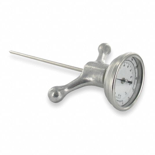 Long Reach With Handle Dial Thermometer, Stem Length 12 in - Grainger