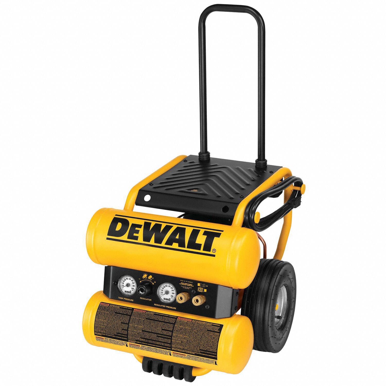 DEWALT Portable Air Compressor: Oil Lubricated, 4 gal, Twin Stack, 1.1 ...
