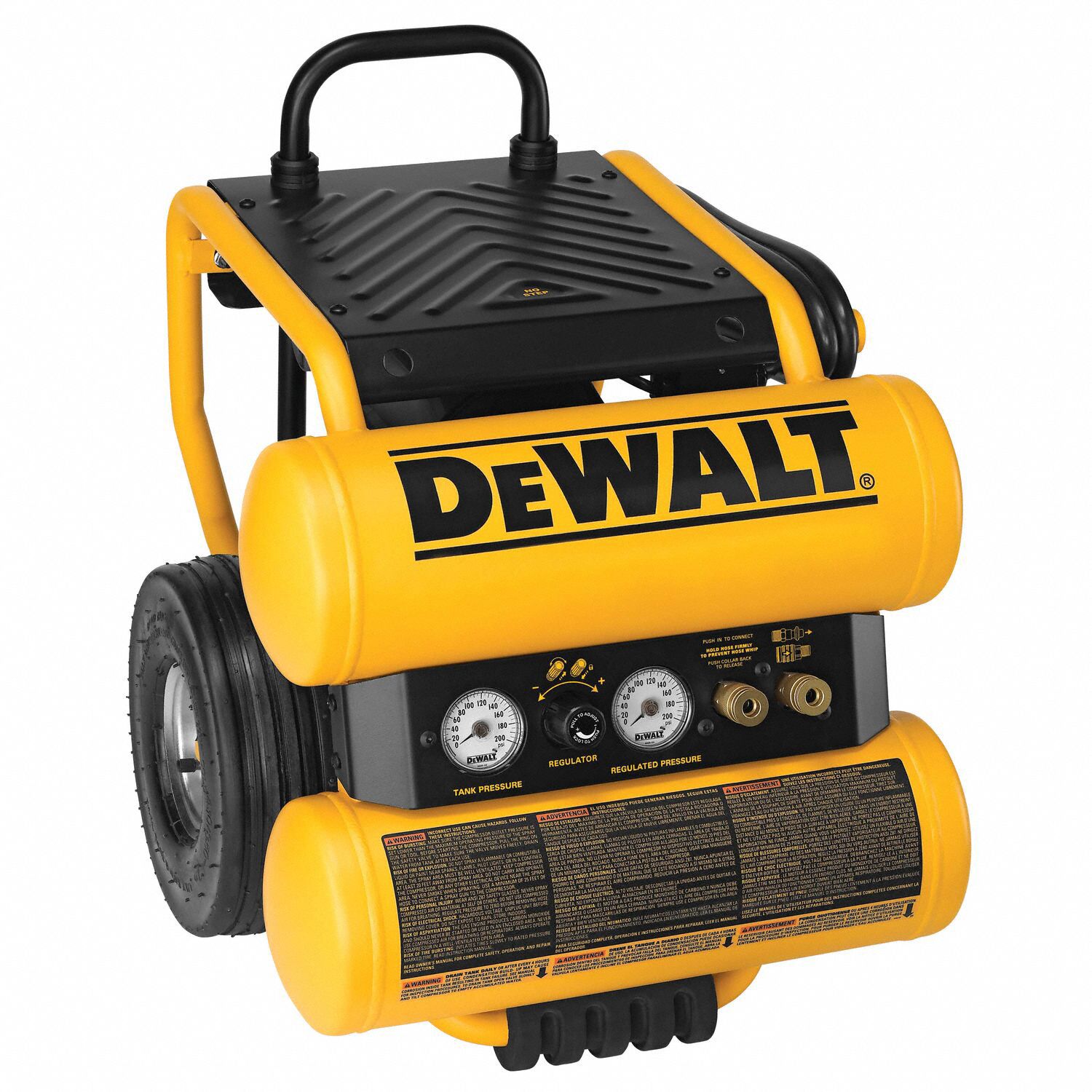 DEWALT Portable Air Compressor: Oil Lubricated, 4 gal, Twin Stack, 1.1 ...