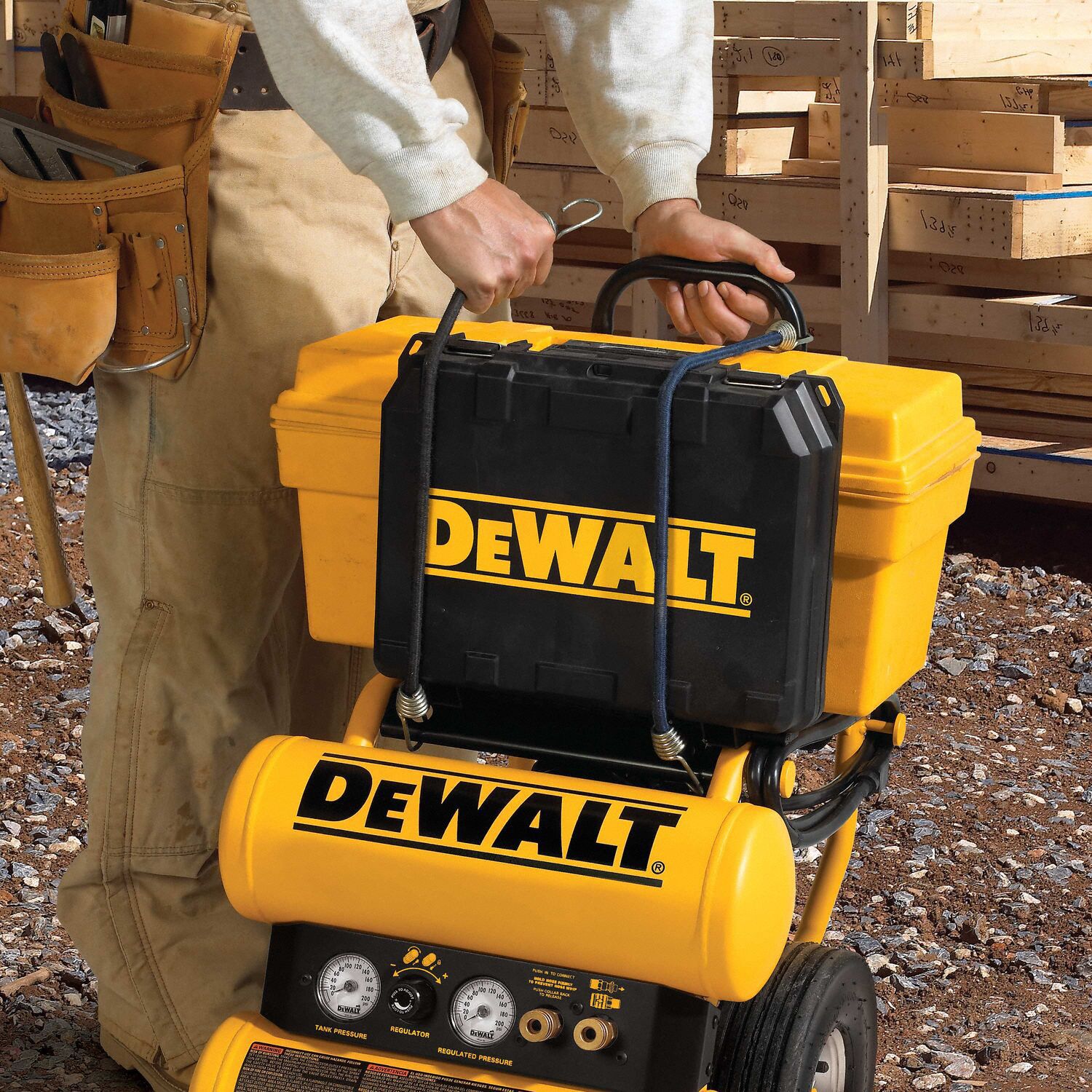 DEWALT Portable Air Compressor: Oil Lubricated, 4 gal, Twin Stack, 1.1 ...