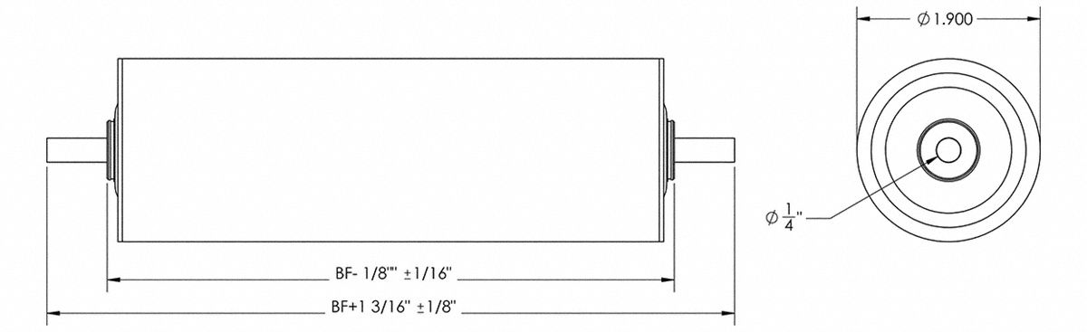 ASHLAND CONVEYOR Replacement Roller: For 16 in Between Frame Wd, 86 lb ...
