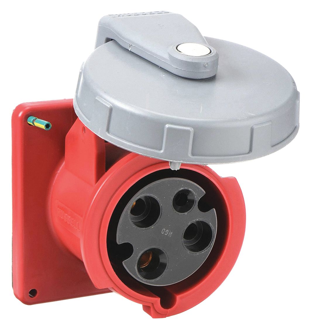 60 A, 480V AC, Watertight Pin and Sleeve Receptacle - 1VCL8|HBL360R7W ...