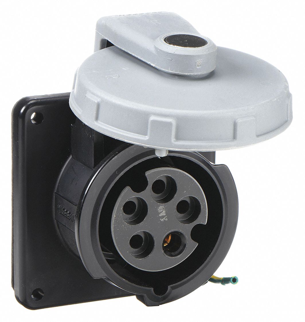 20 A, 347/600V AC, Watertight Pin and Sleeve Receptacle - 1VCP9 ...