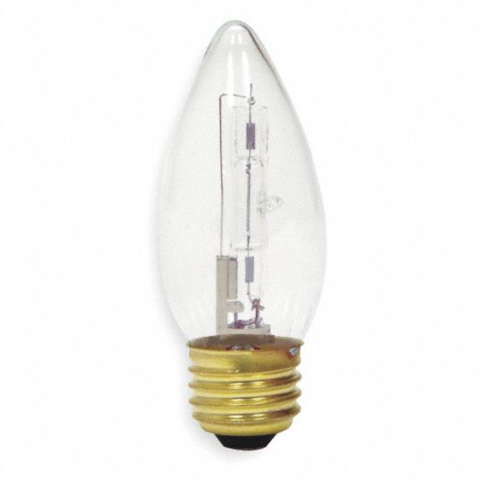 Halogen Lamp, B10, Medium Screw (E26), Lumens 485, Decorative Bulb Type ...