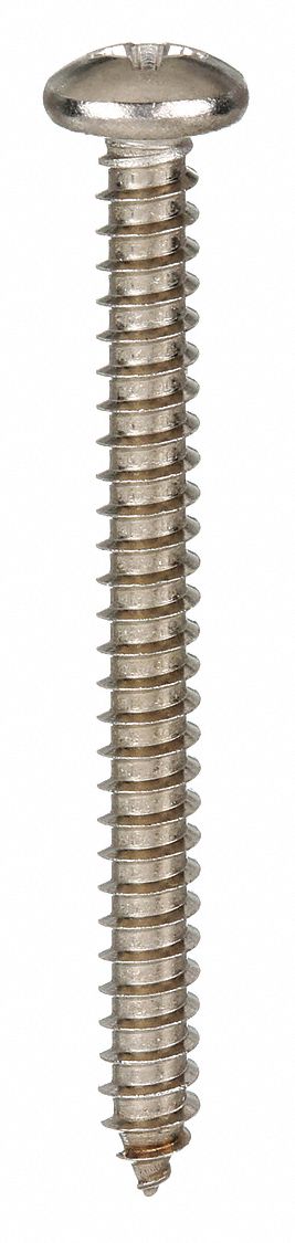 APPROVED VENDOR Tornillo para Lamina 1/2", Material 18-8 Acero inoxidable, Estilo de la Cabeza ...