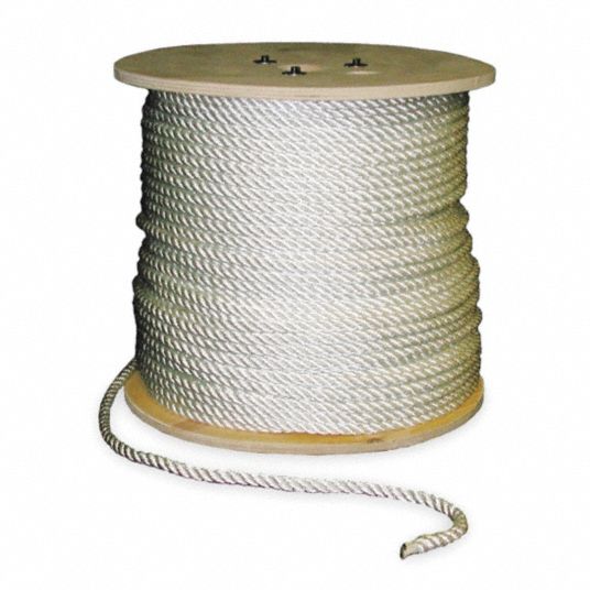 5/8 in dia. Nylon All Purpose Rigging Rope, White, 600 ft - Grainger
