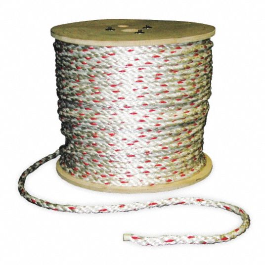 1/2 in dia. Polyester All Purpose Climbing Rope, White/ Red, 600 ft ...