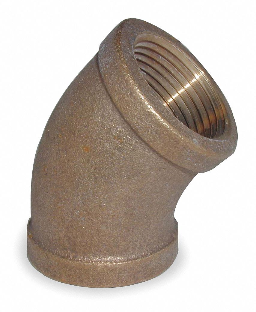 GRAINGER APPROVED Red Brass Elbow, 45 Degrees, FNPT, 1 in Pipe Size, 1 ...