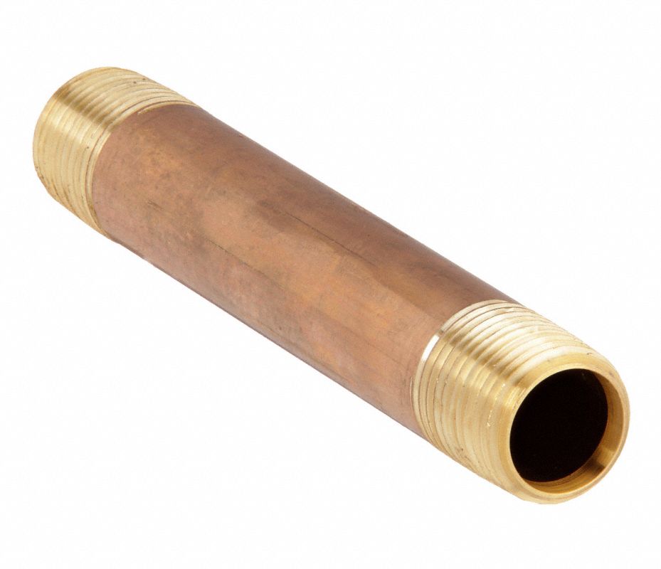 APPROVED VENDOR Niple para Tubería 3/4" Latón Rojo, 5" Longitud General ...