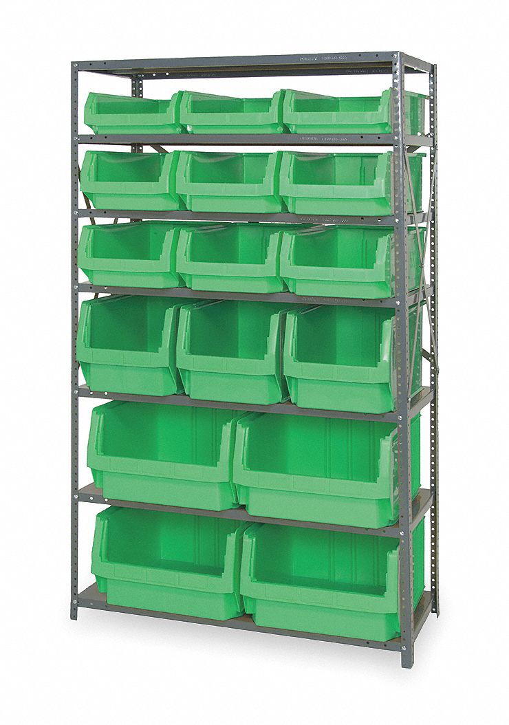 QUANTUM STORAGE SYSTEMS, 42 in x 18 in x 75 in, 1 Sided, Bin Shelving ...