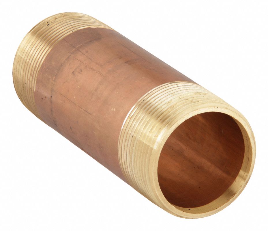 APPROVED VENDOR Niple para Tubería 3/8" Latón Rojo, 4" Longitud General ...