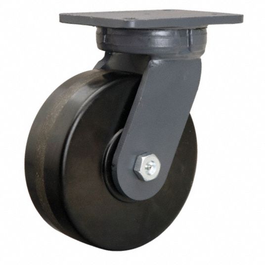 Plate Caster, Kingpinless Swivel, Phenolic, 3000 lb, 8 in Wheel Dia ...