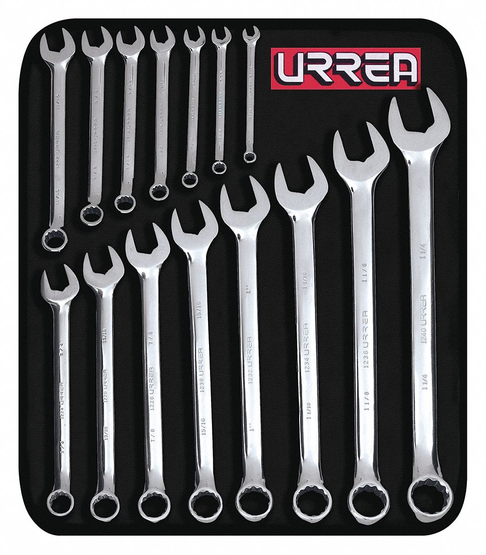 URREA Juego de llaves combinadas pulido espejo 12 puntas SAE 15 piezas - 1VKM7 | 1200F ...