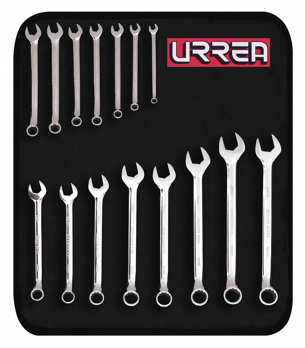 URREA Juego de Llaves Combinadas 12 herramientas Acero Cromo Vanadio 5-1/16" a 10-11/16" - 1VNM7 ...