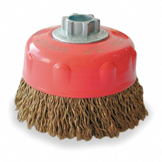 4 in Cup Brush, Threaded Arbor Mounting, 0.009 in Wire Dia. - Grainger