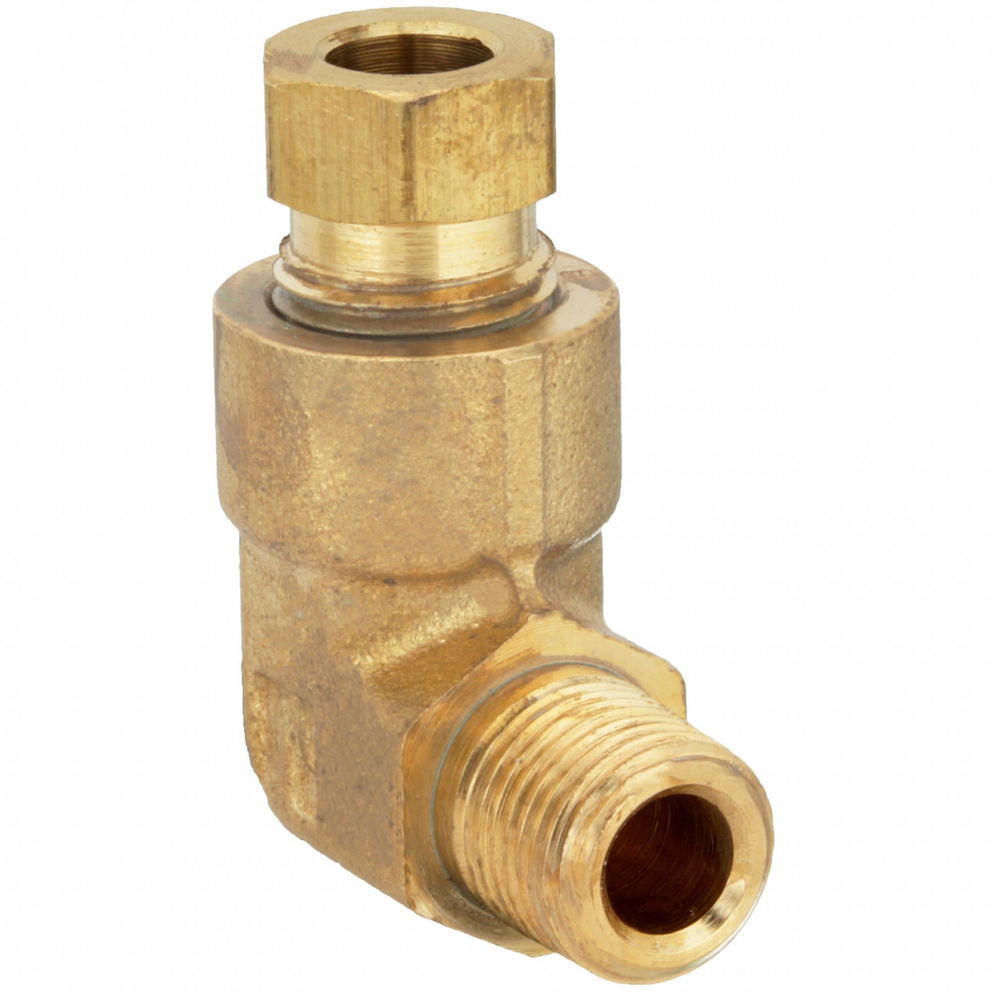 PARKER Male Elbow, 90 Degrees: Brass, 90 Degrees Elbow, Compression x ...