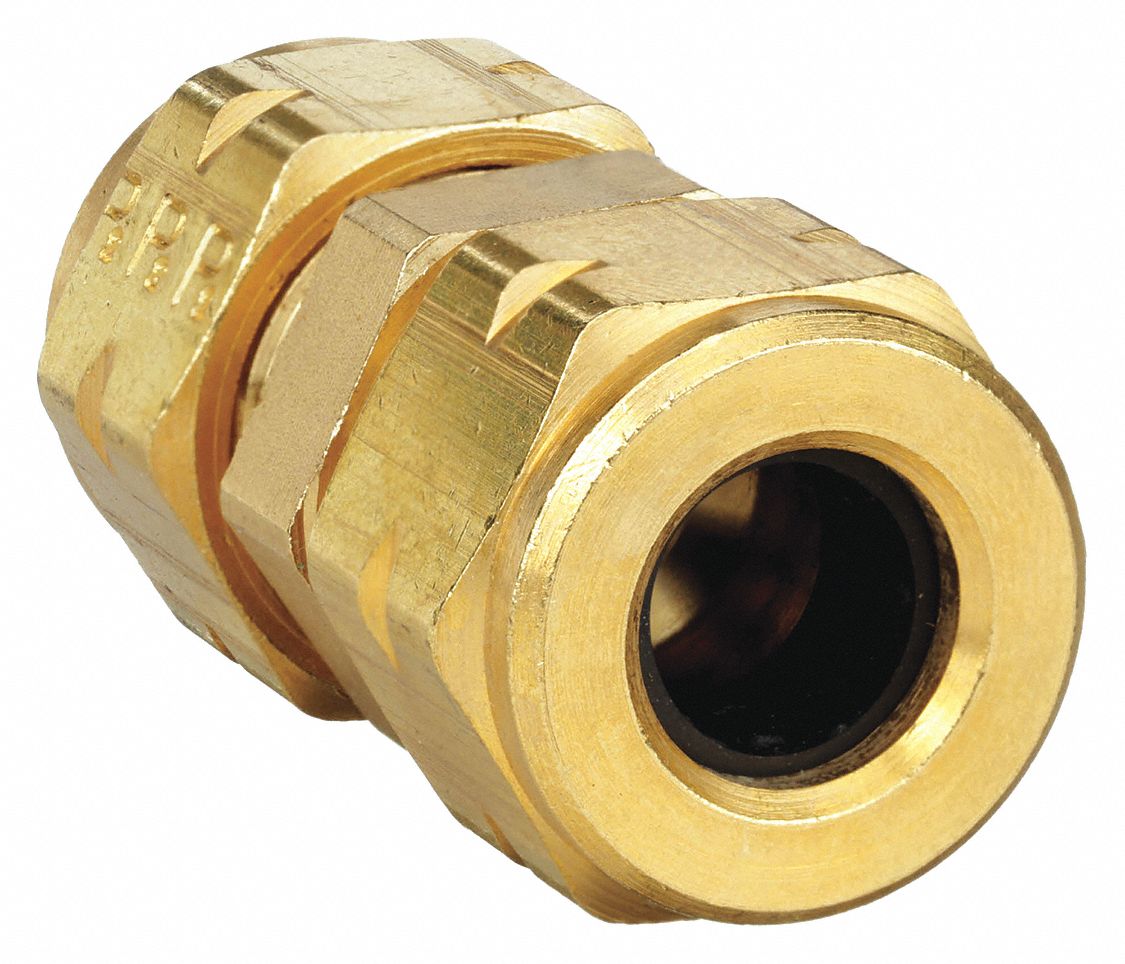 PARKER, 1/4 in OD x 1/4 in OD Fitting Size, Brass, Compression Fitting ...