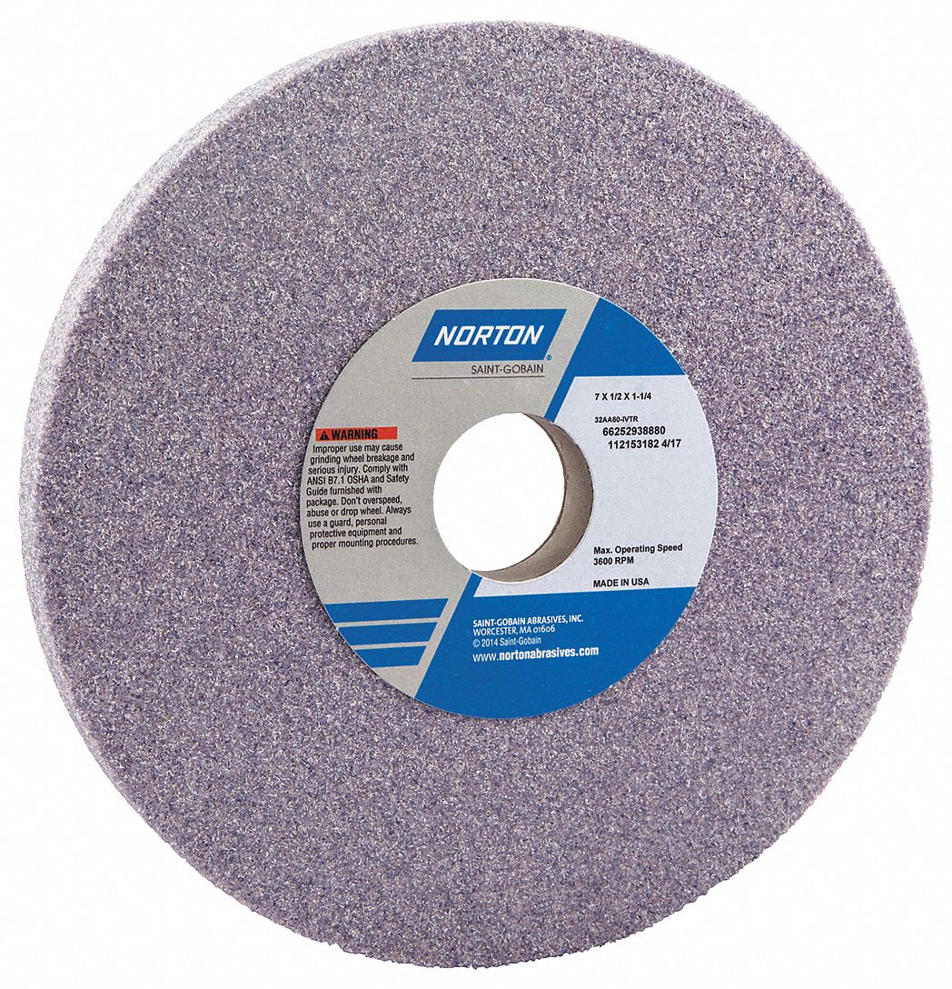 NORTON, Type 1, 7" x 1/2" x 1 1/4", Straight Grinding Wheel - 1VTV7 ...