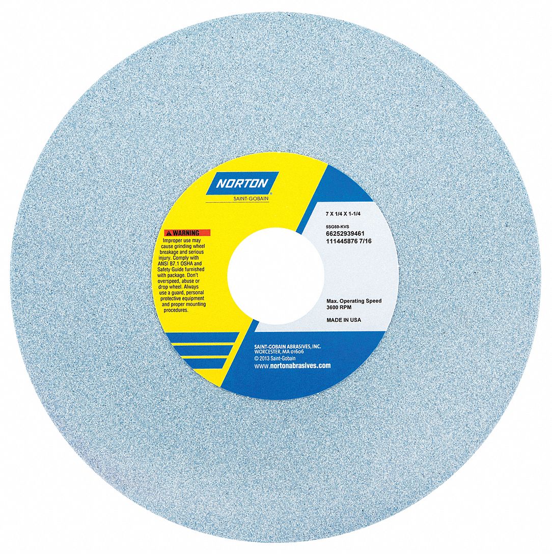 NORTON, Type 1, 7" x 1/4" x 1 1/4", Straight Grinding Wheel - 1VTW6 ...