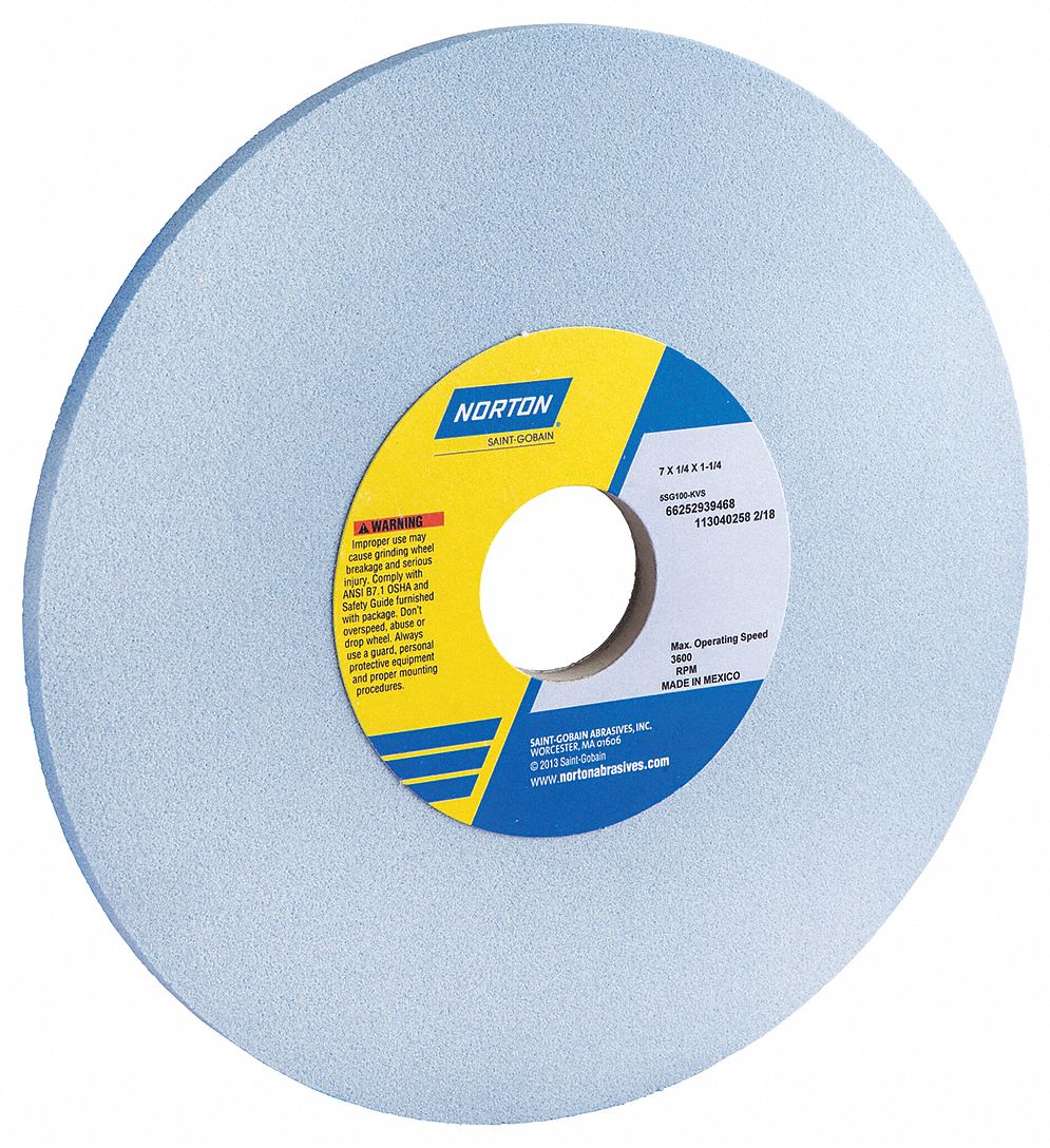 NORTON, Type 1, 7" x 1/4" x 1 1/4", Straight Grinding Wheel - 1VTW9 ...