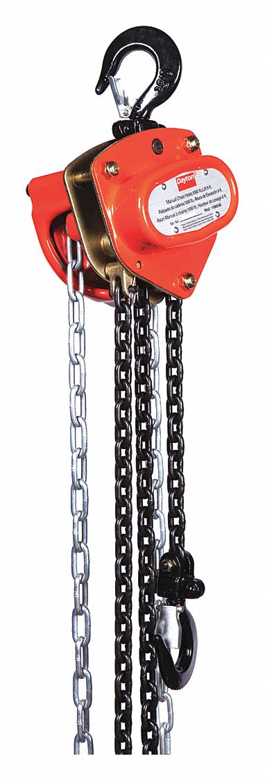 DAYTON, Hook Mounted - No Trolley, 1,000 lb Lifting Capacity, Manual Chain Hoist - 1VW54|1VW54 ...