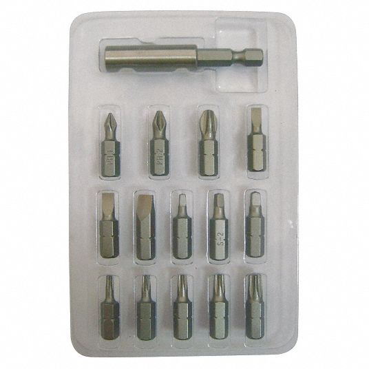 15-Piece Magnetic Drive Guide Set, 1/4 in Hex Shank Size - Grainger