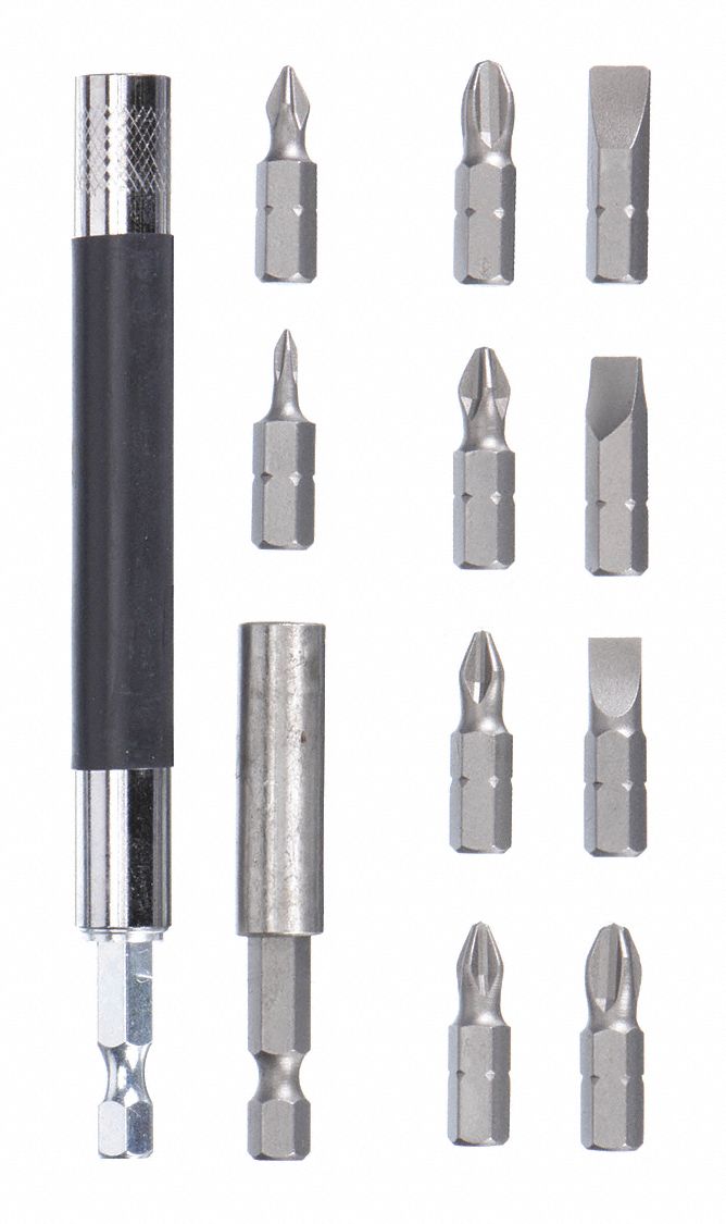 12-Piece Magnetic Drive Guide Set, 1/4 in Hex Shank Size - Grainger