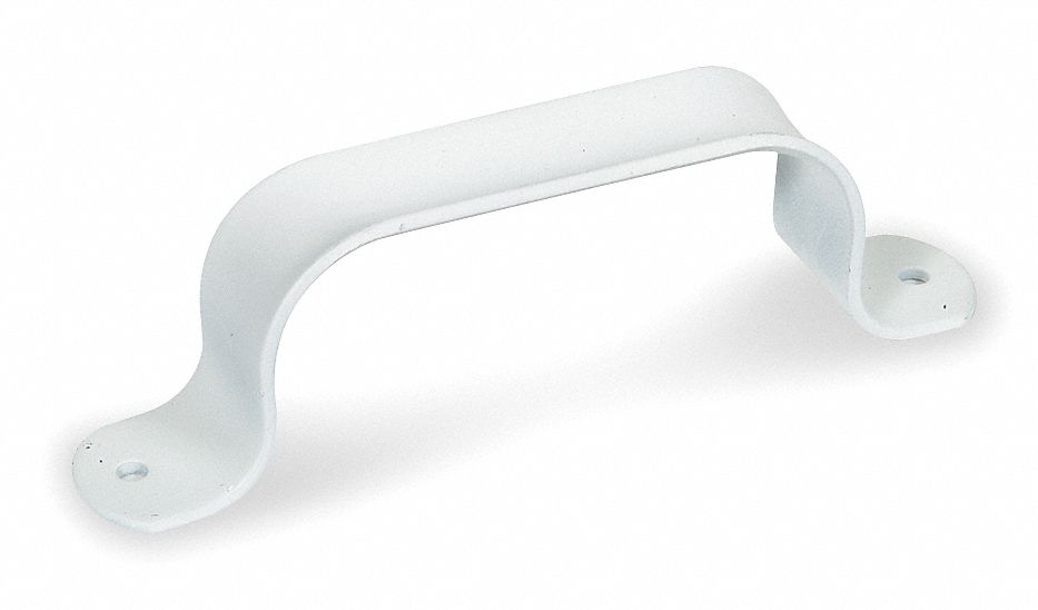 Steel Pull Handle with Painted Finish, White; Hardware Included - Grainger