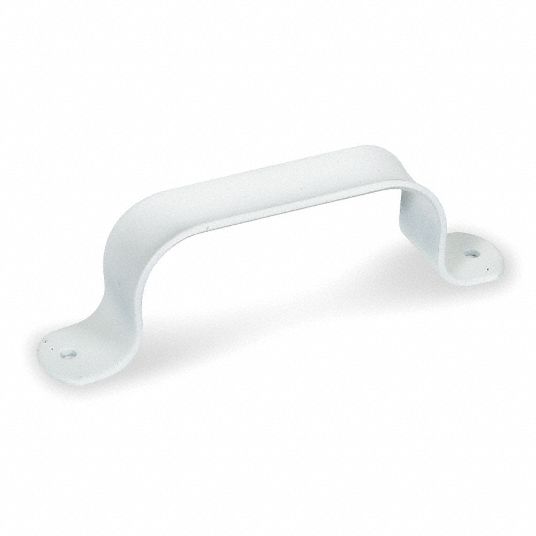 Steel Pull Handle with Painted Finish, White; Hardware Included - Grainger