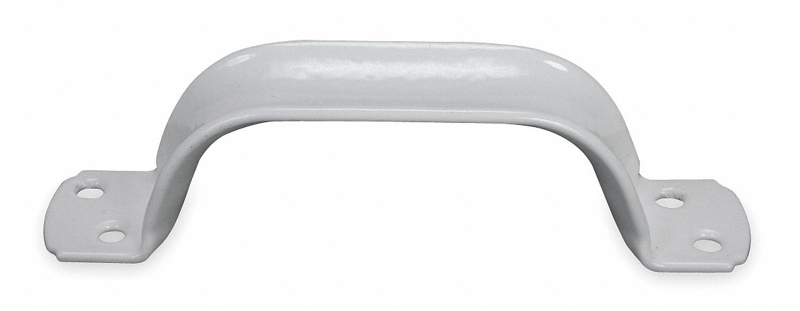 Steel Pull Handle with Painted Finish, White; Hardware Included - Grainger